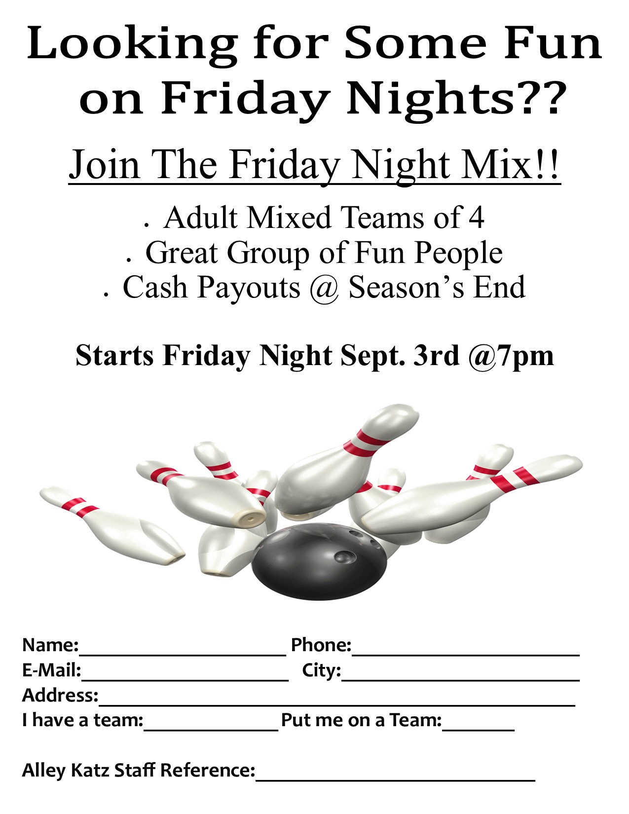 Alley Katz Bowling Center > Fall Clubs Now Forming